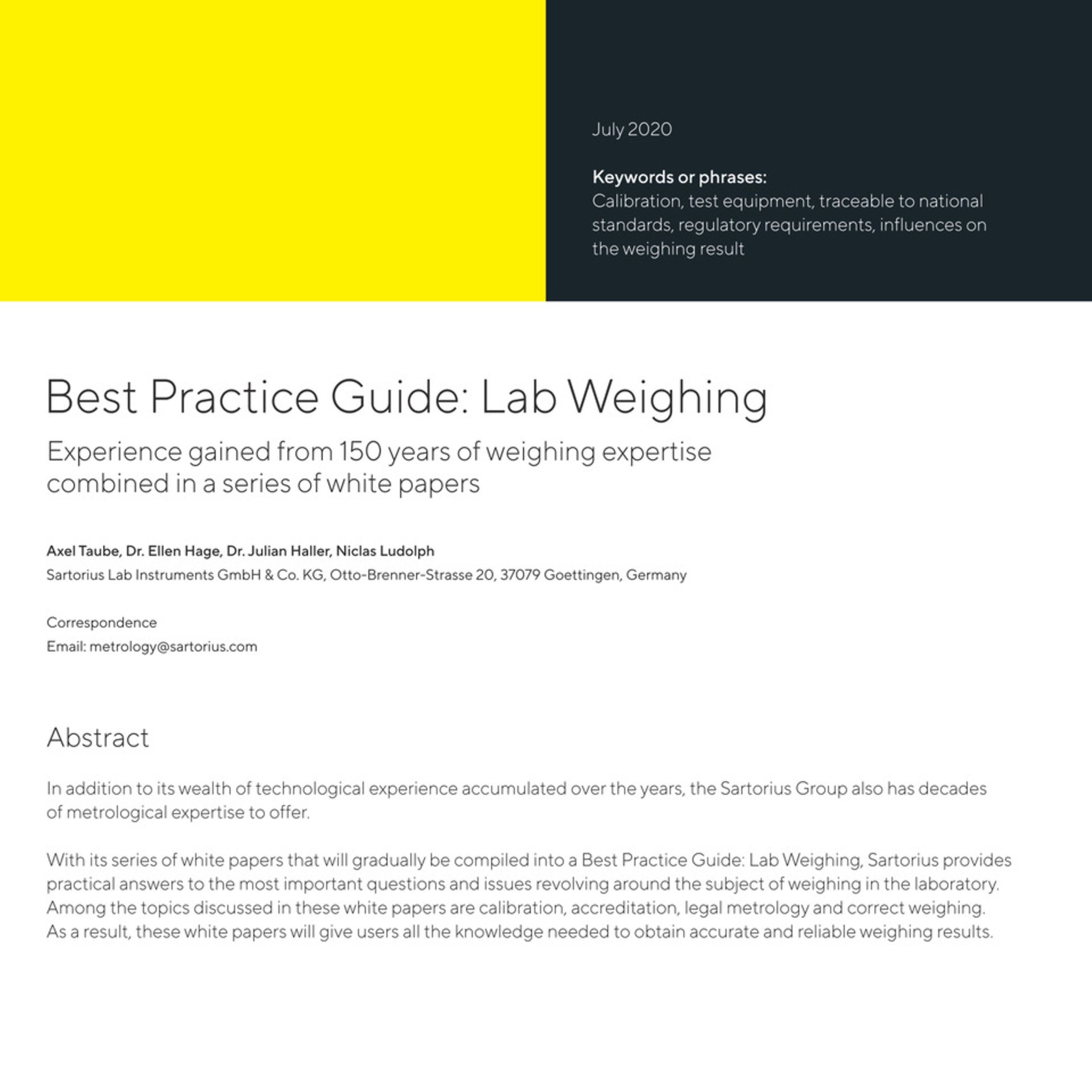 Best Practices Guide: Lab Weighing White Paper | Sartorius