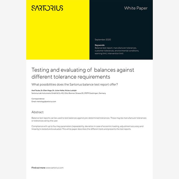 Sartorius Balance Test Report - Testing and Evaluating Scales Against ...