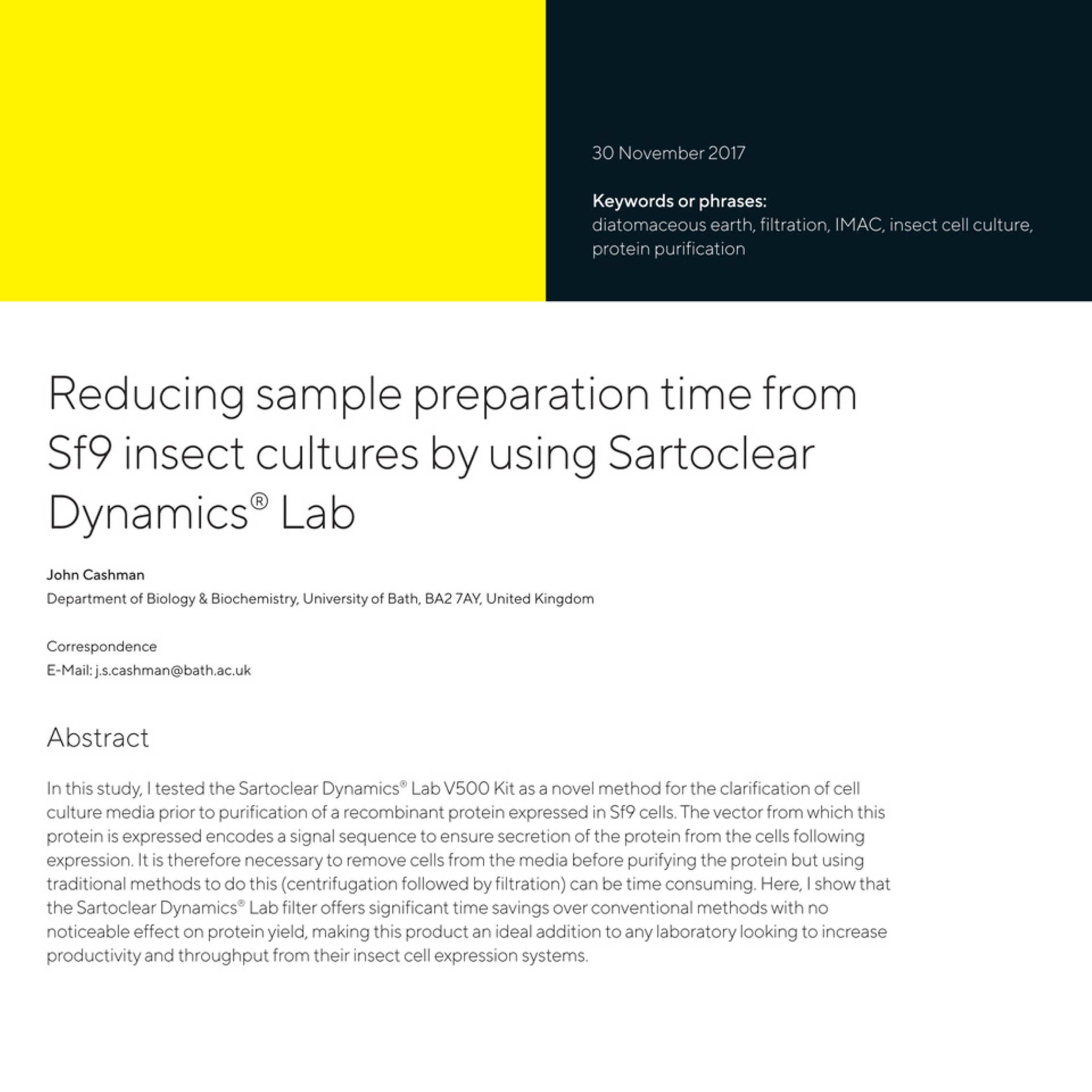 Reducing Sample Preparation Time from Sf9 Insect Cultures