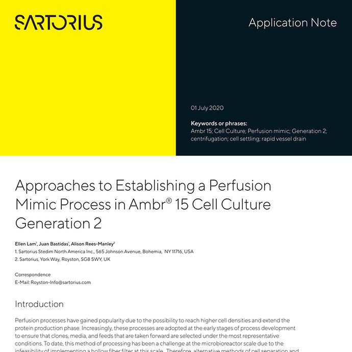 Approaches to Establishing a Perfusion Mimic Process in Ambr® 15 Cell Culture Generation 2