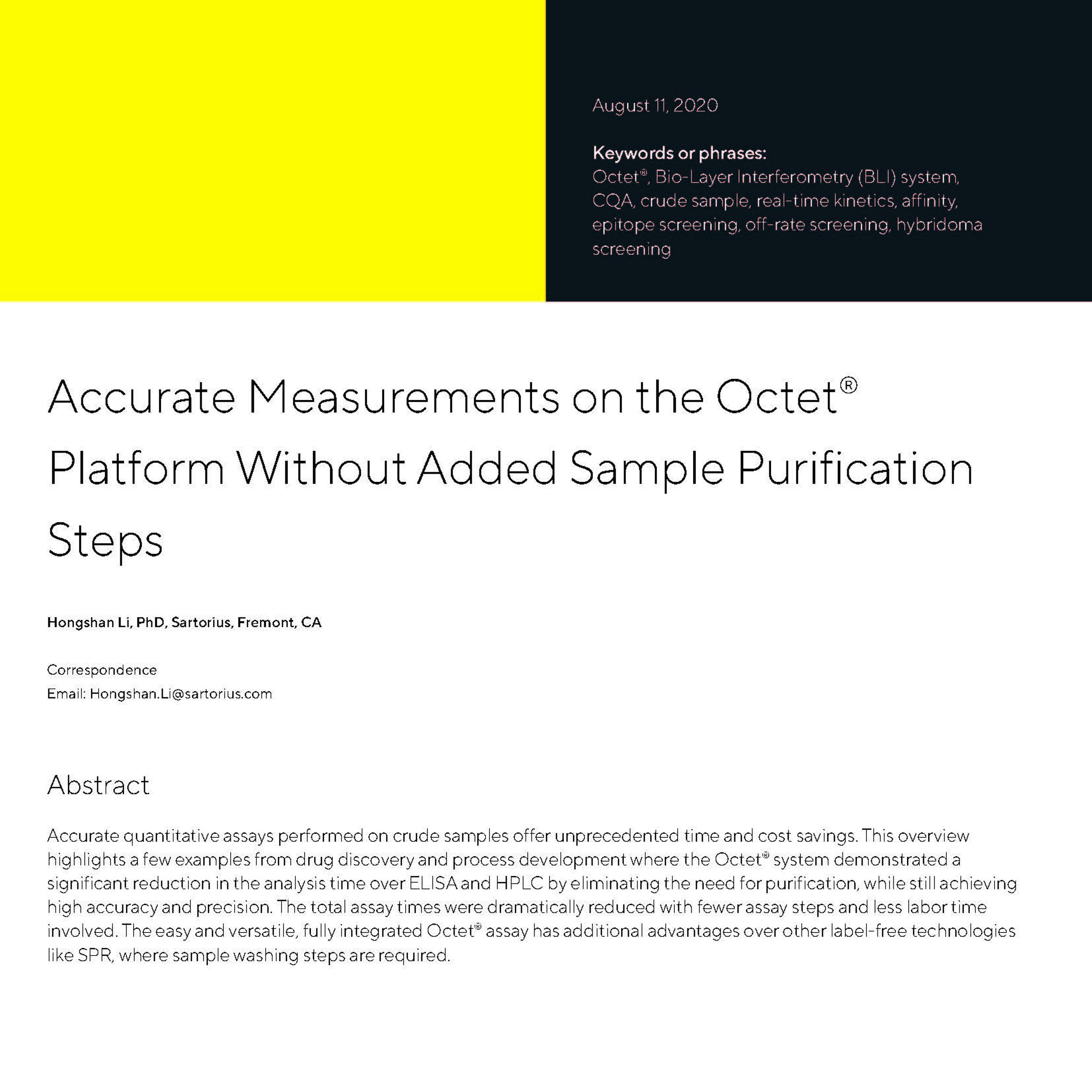 Accurate Measurements on the Octet Platform Without Added Sample ...
