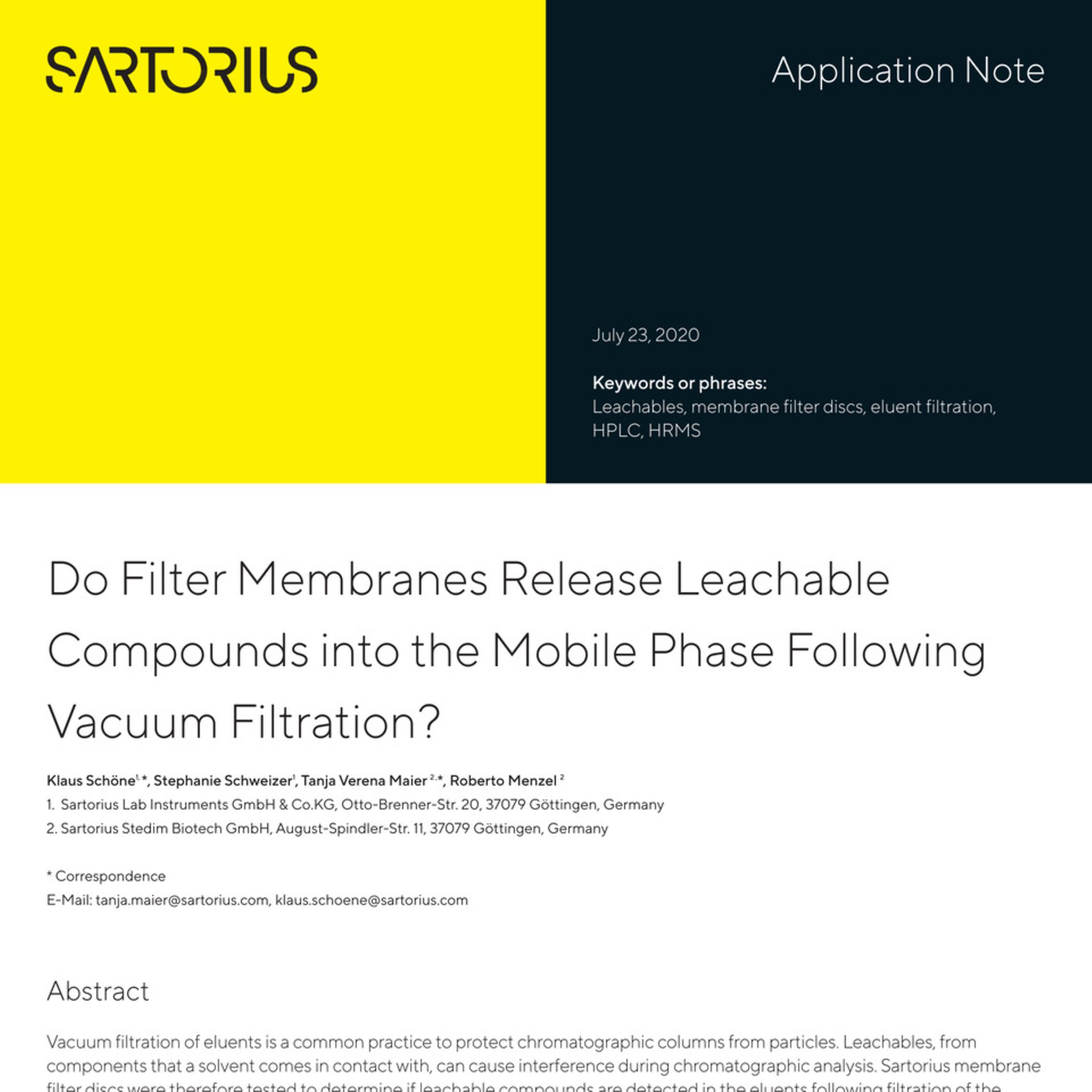 Do Filter Membranes Release Leachable Compounds into the Mobile Phase ...