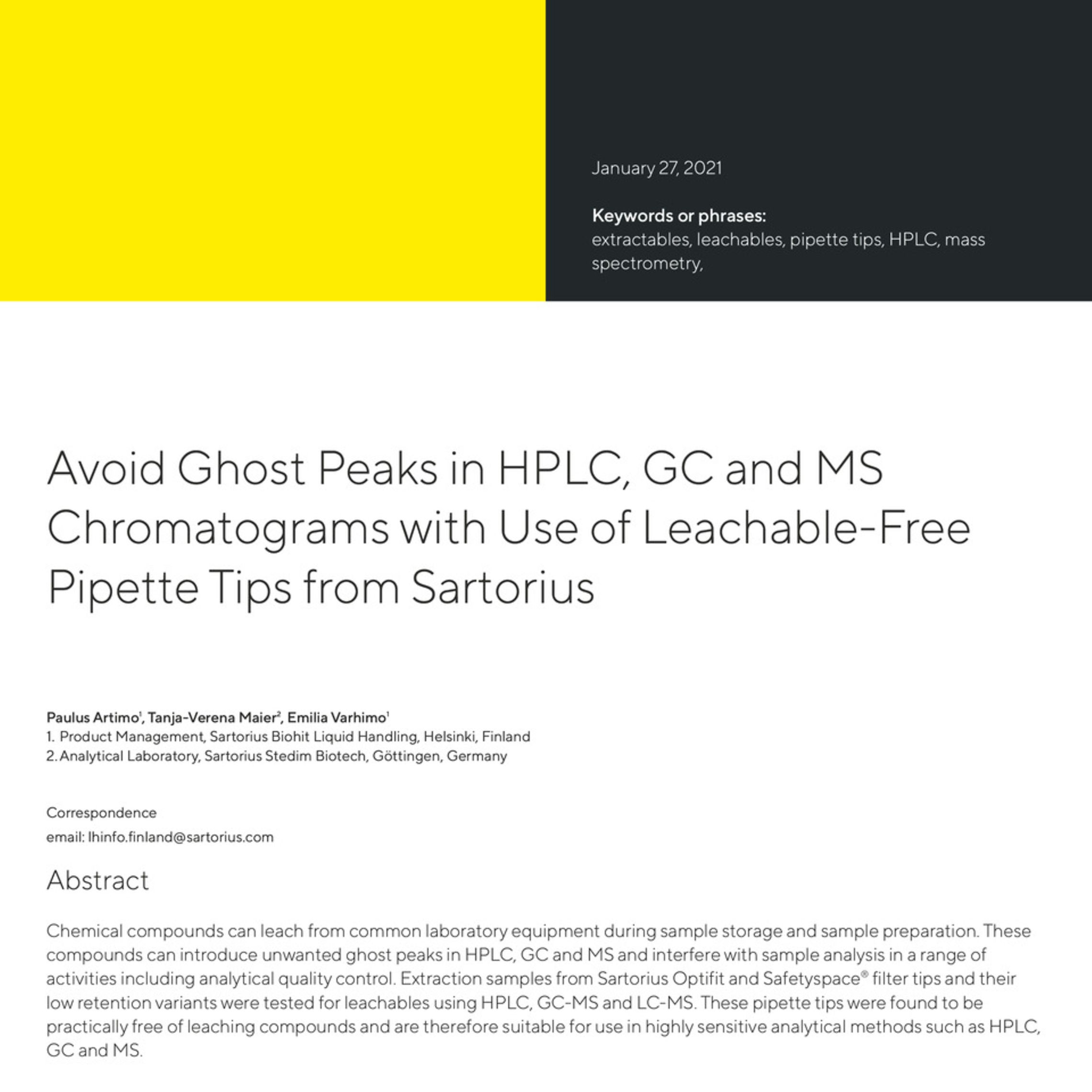 Avoid Ghost Peaks in HPLC, GC and MS Chromatograms with Use of ...