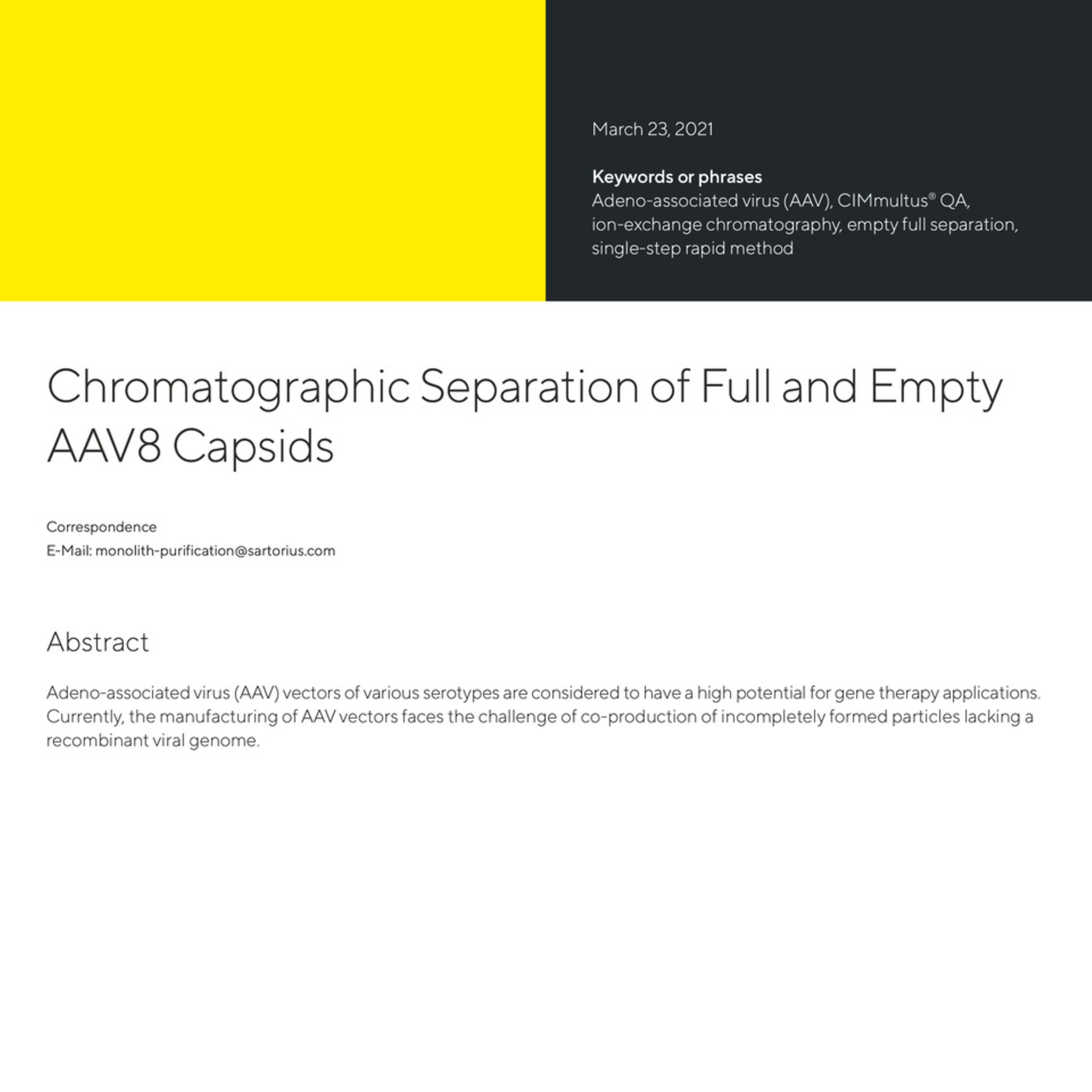 Rapid and Effective Method for Separating Full and Empty AAV8 Particles ...