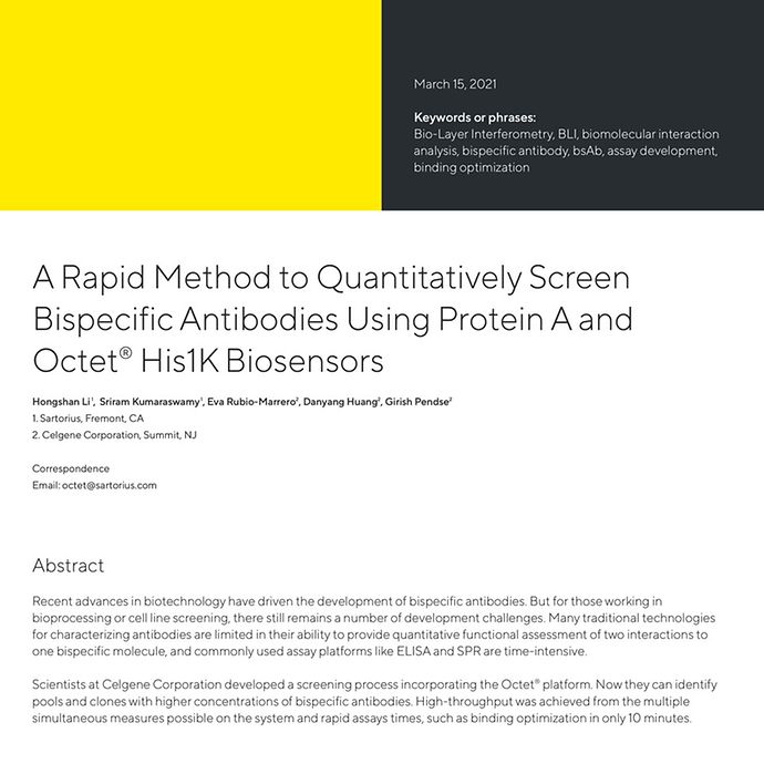 A Rapid Method To Quantitatively Screen Bispecific Antibody Using