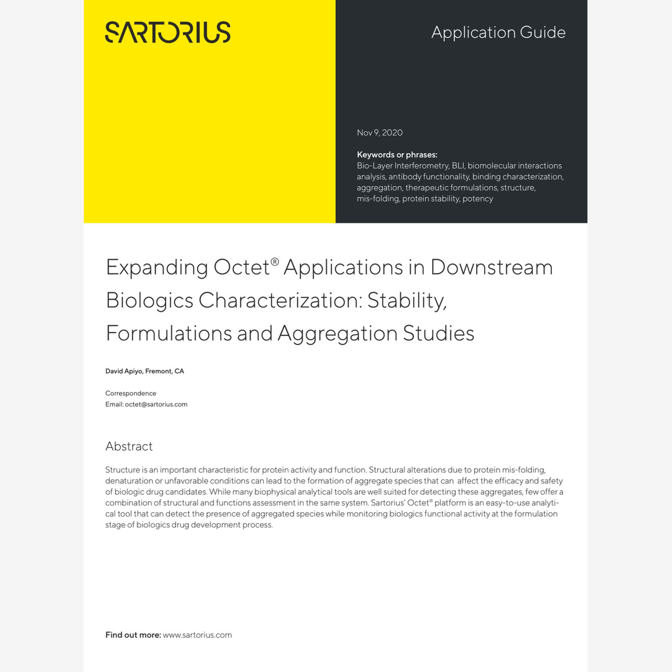Octet Formulations and Aggregations | Sartorius