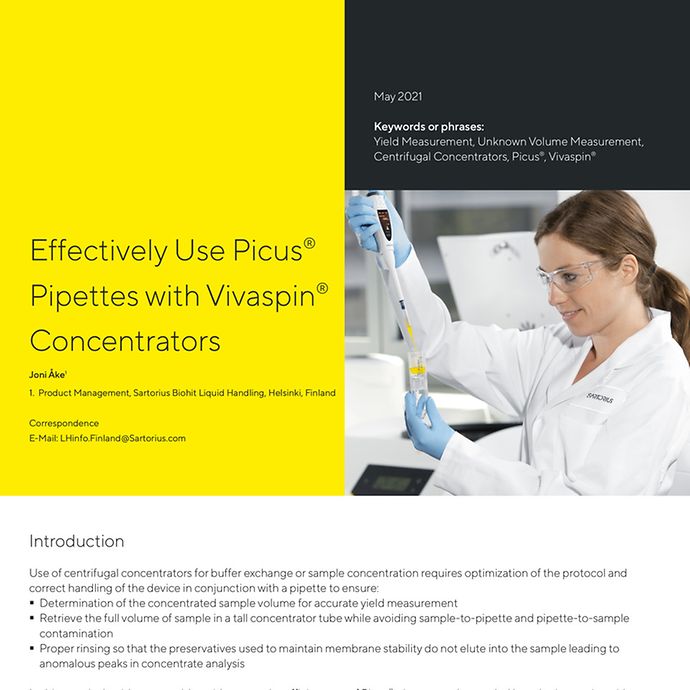 Effectively Use Picus® Pipettes with Vivaspin® Concentrators | Sartorius