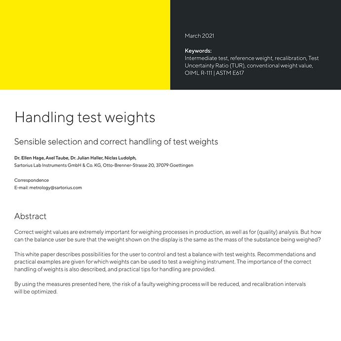Handling Test Weights