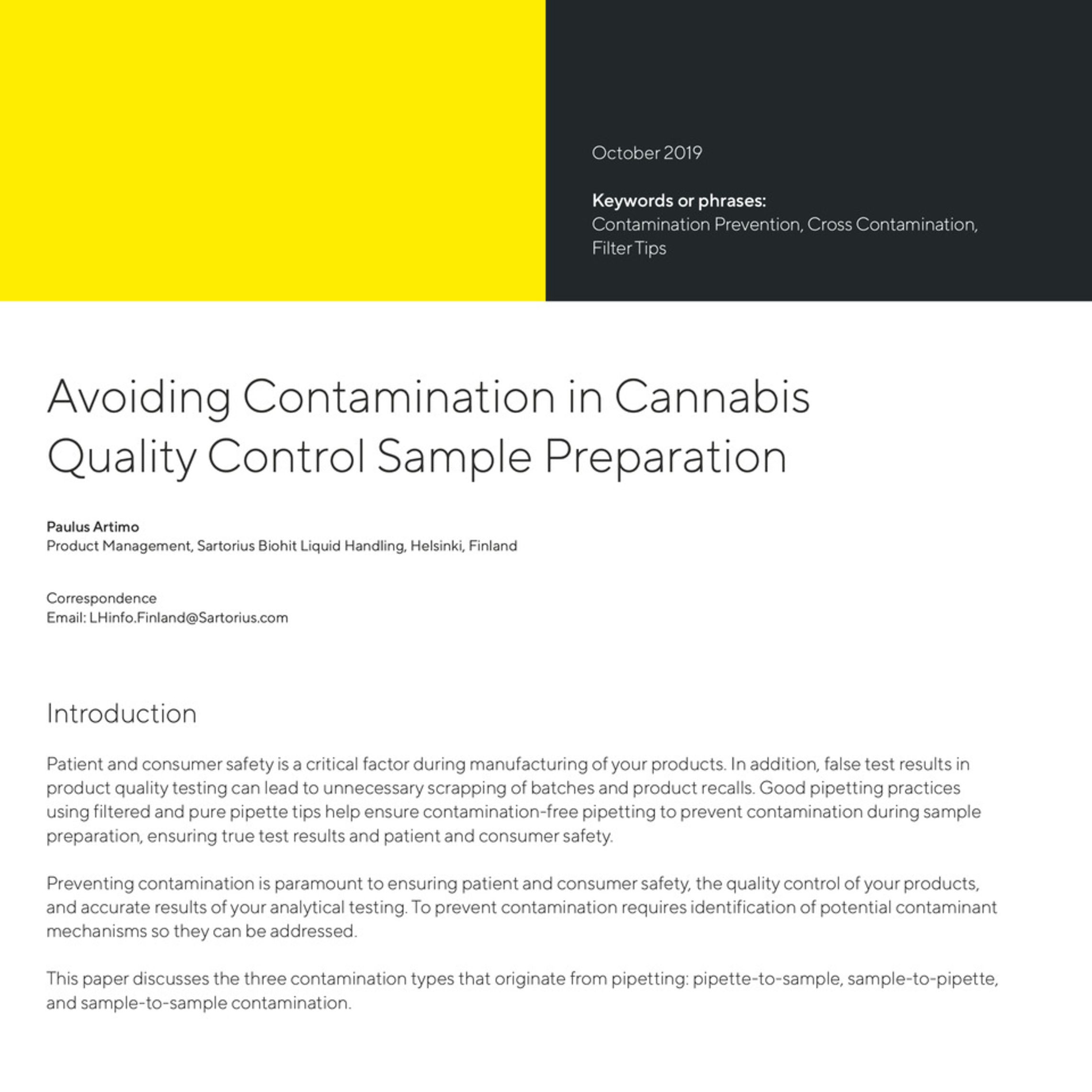 Avoiding Contamination in Cannabis Quality Control Sample Preparation