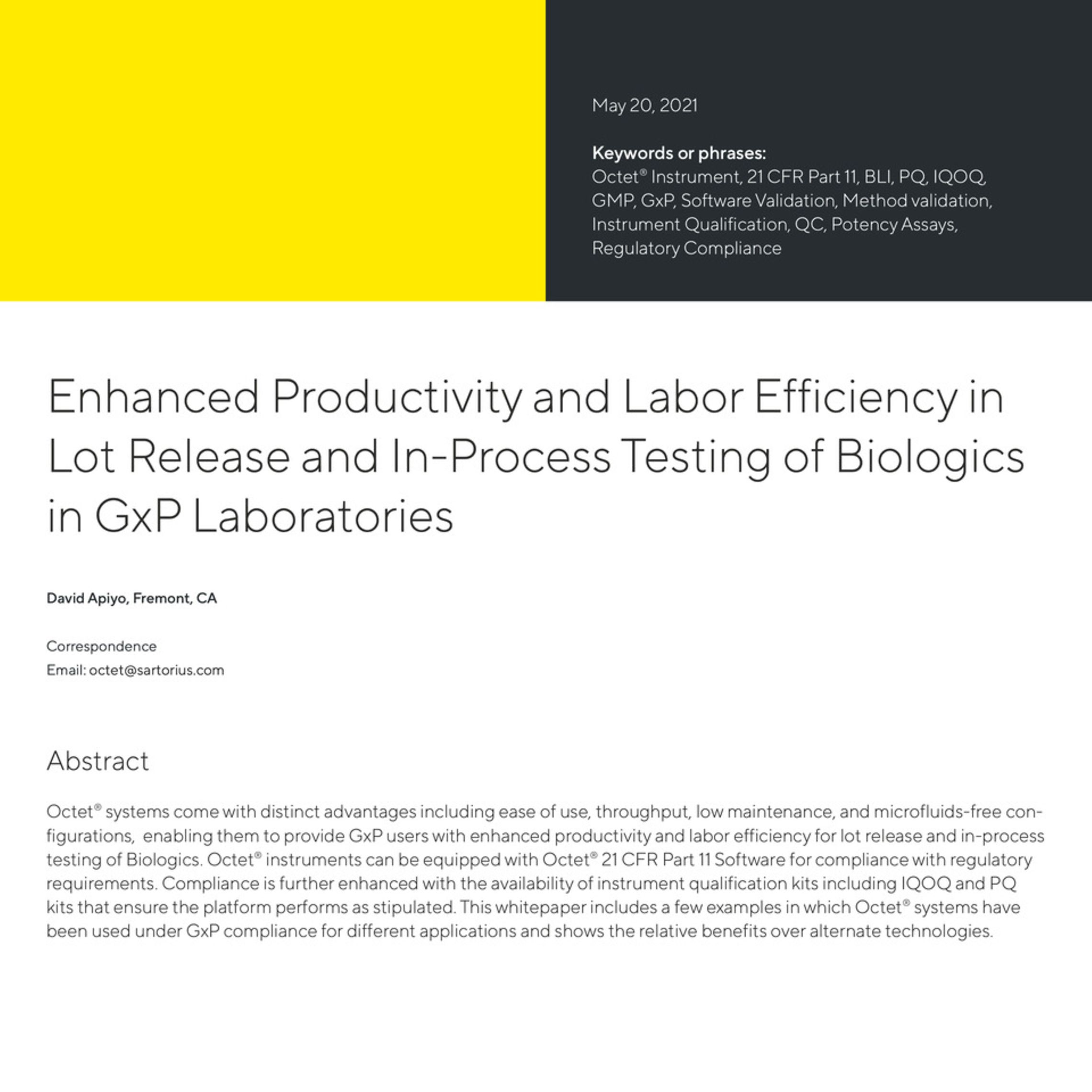 Enhanced Efficiency in Lot Release and In-Process Testing of Biologics ...