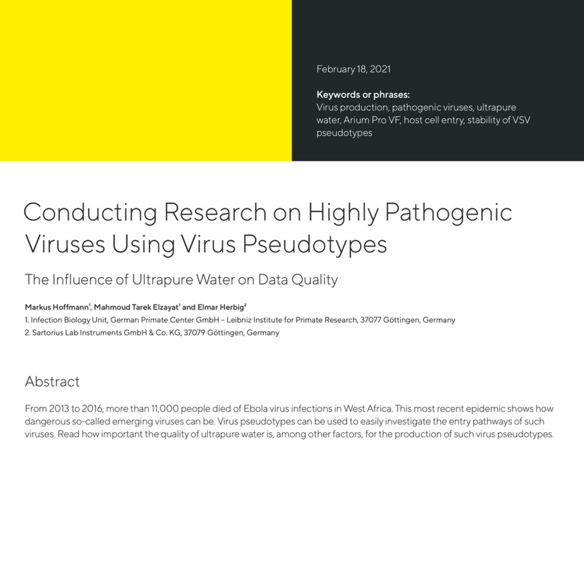 Conducting Research on Highly Pathogenic Viruses Using Virus ...