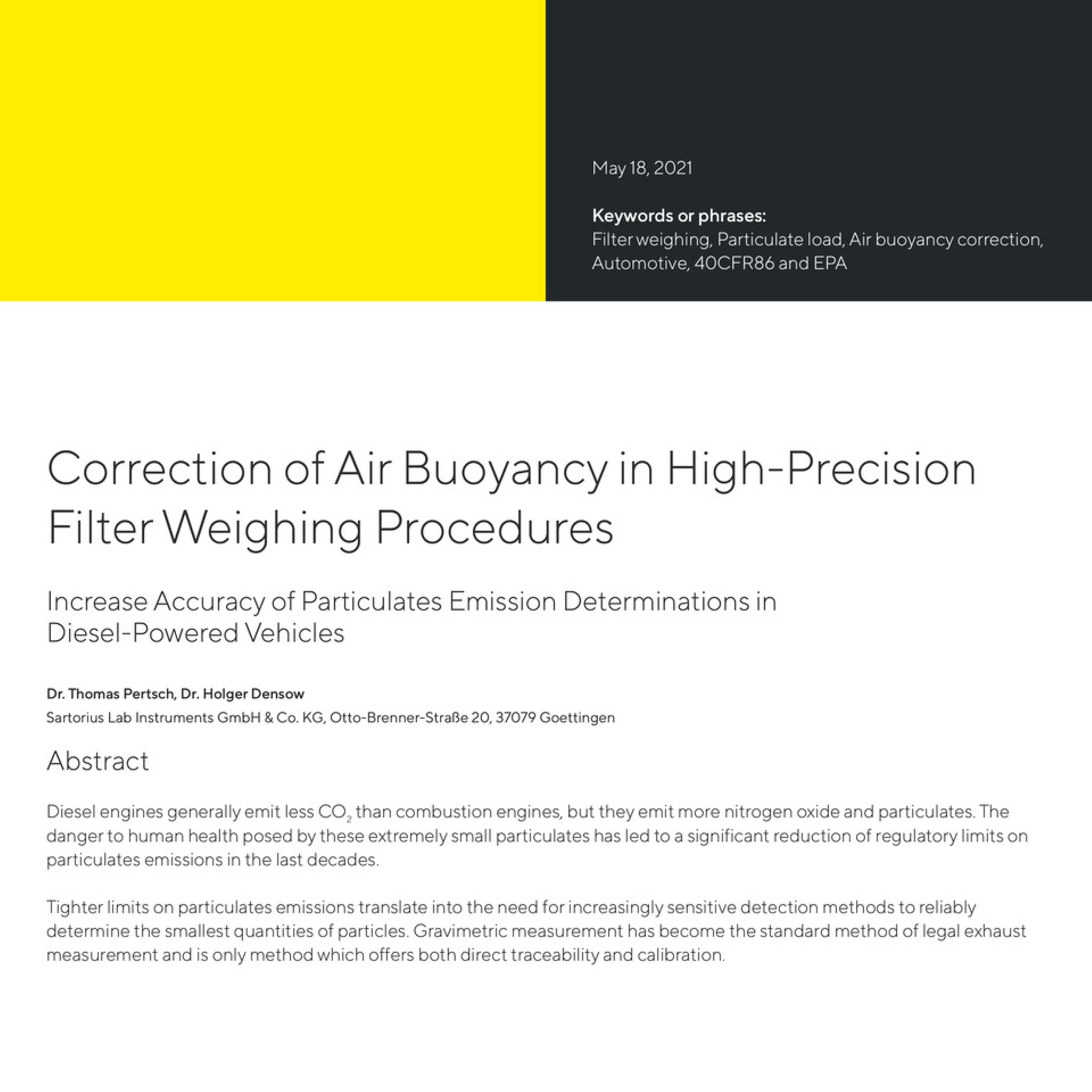 Correction of Air Buoyancy in High Precision Filter Weighing Procedures ...