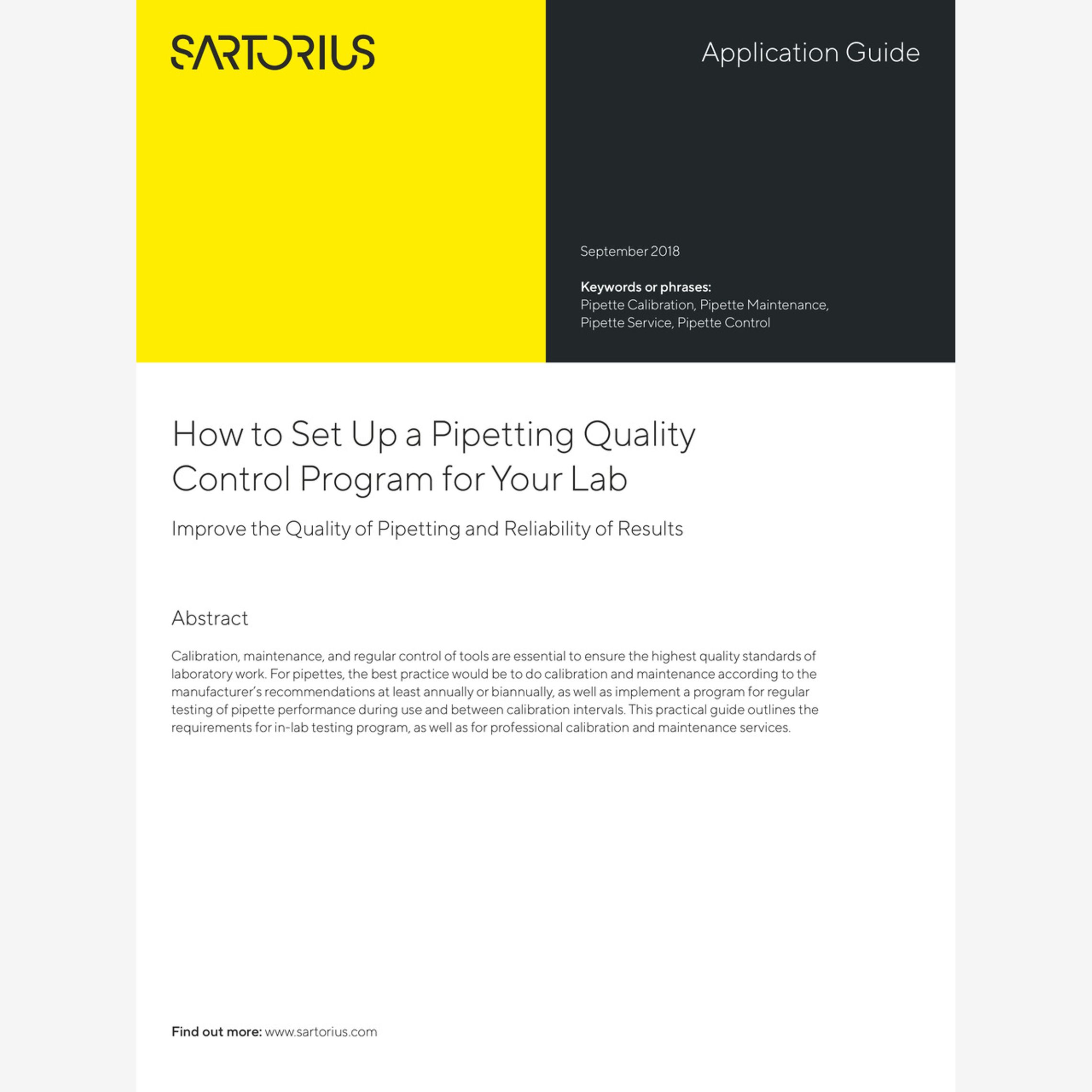 Practical Guide: How to Set up Pipetting Quality Control Program for Your Lab? | Sartorius