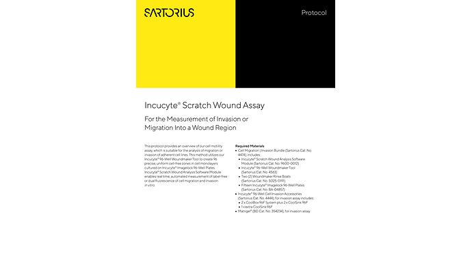 Incucyte Cell Migration Scratch Wound Analysis | Sartorius