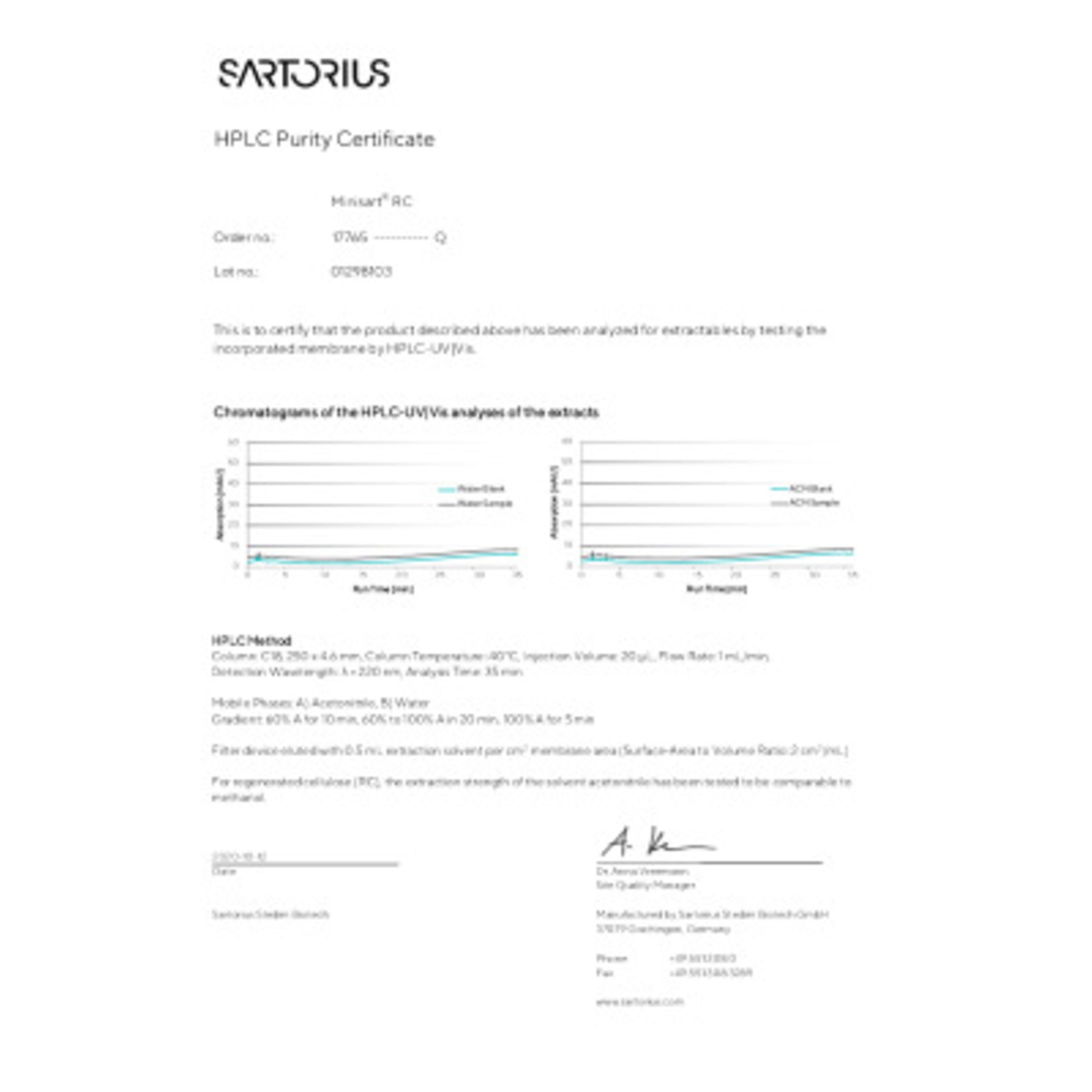 Lab Filtration & Purification Certificates